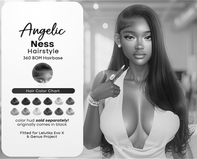 Second Life Marketplace - Angelic - "Ness" Hairstyle Demo